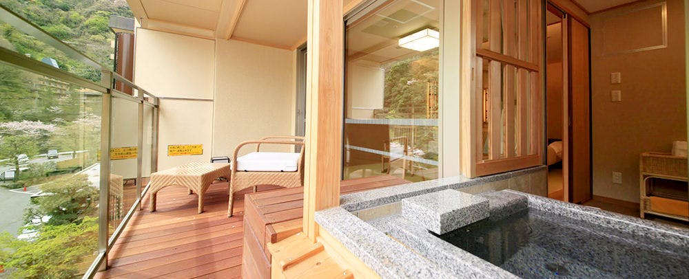 Hakone Yumoto Onsen × Bath with washing area × Rooms with open-air ...