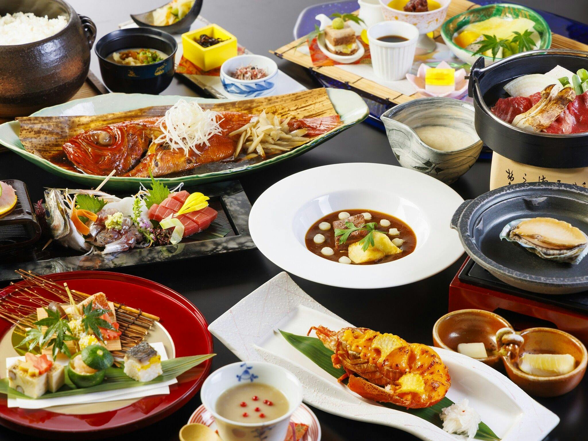 伊東小涌園 - 最上級 特選会席 自慢の金目鯛姿煮 肉or海老or鮑からの選択料理 朝食はお和定食（夕朝食付き） - 和モダンフロア「粋 ...